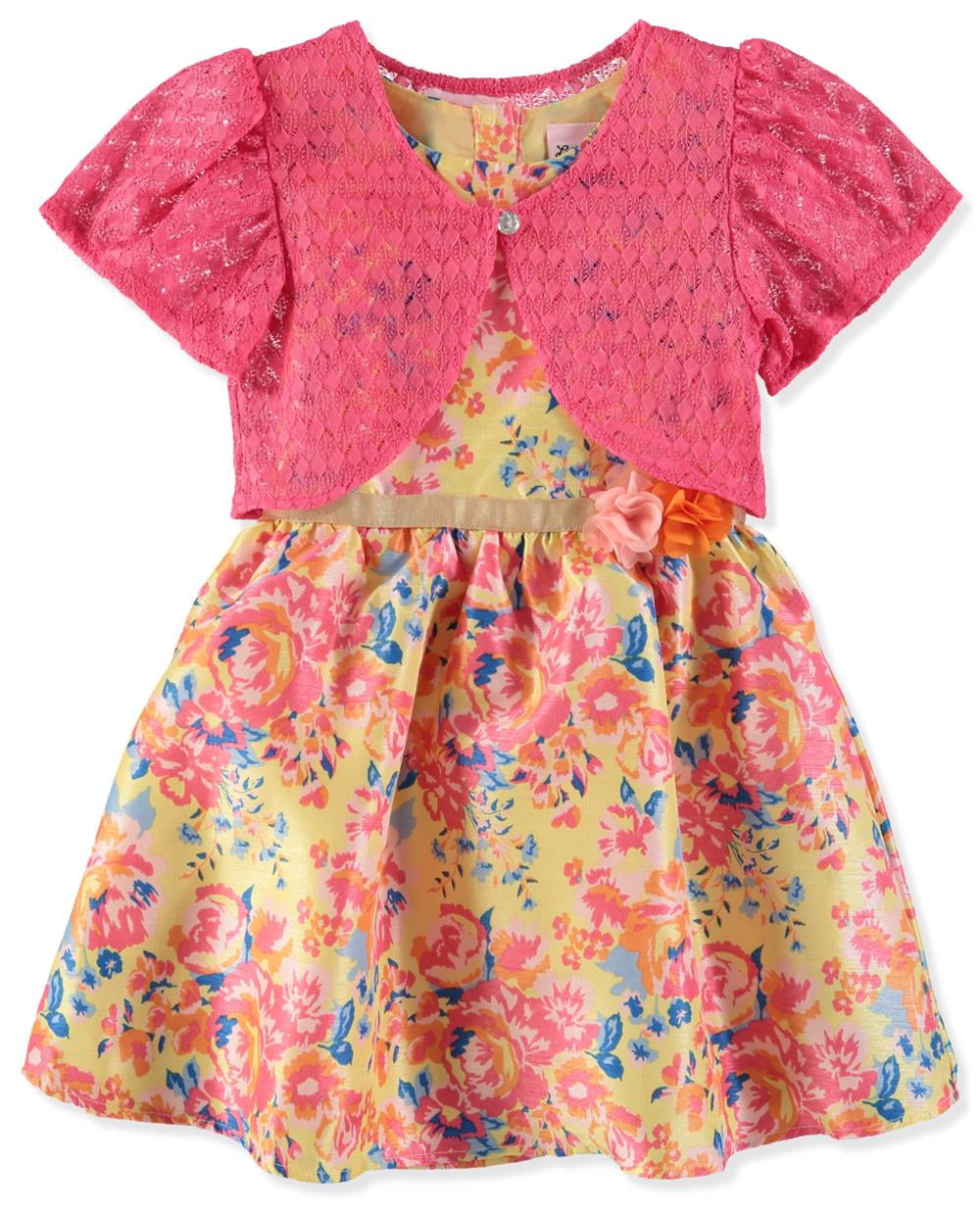 Little Lass Girls 4-6X Shrug Floral Dress (Multi 4) - Walmart.com