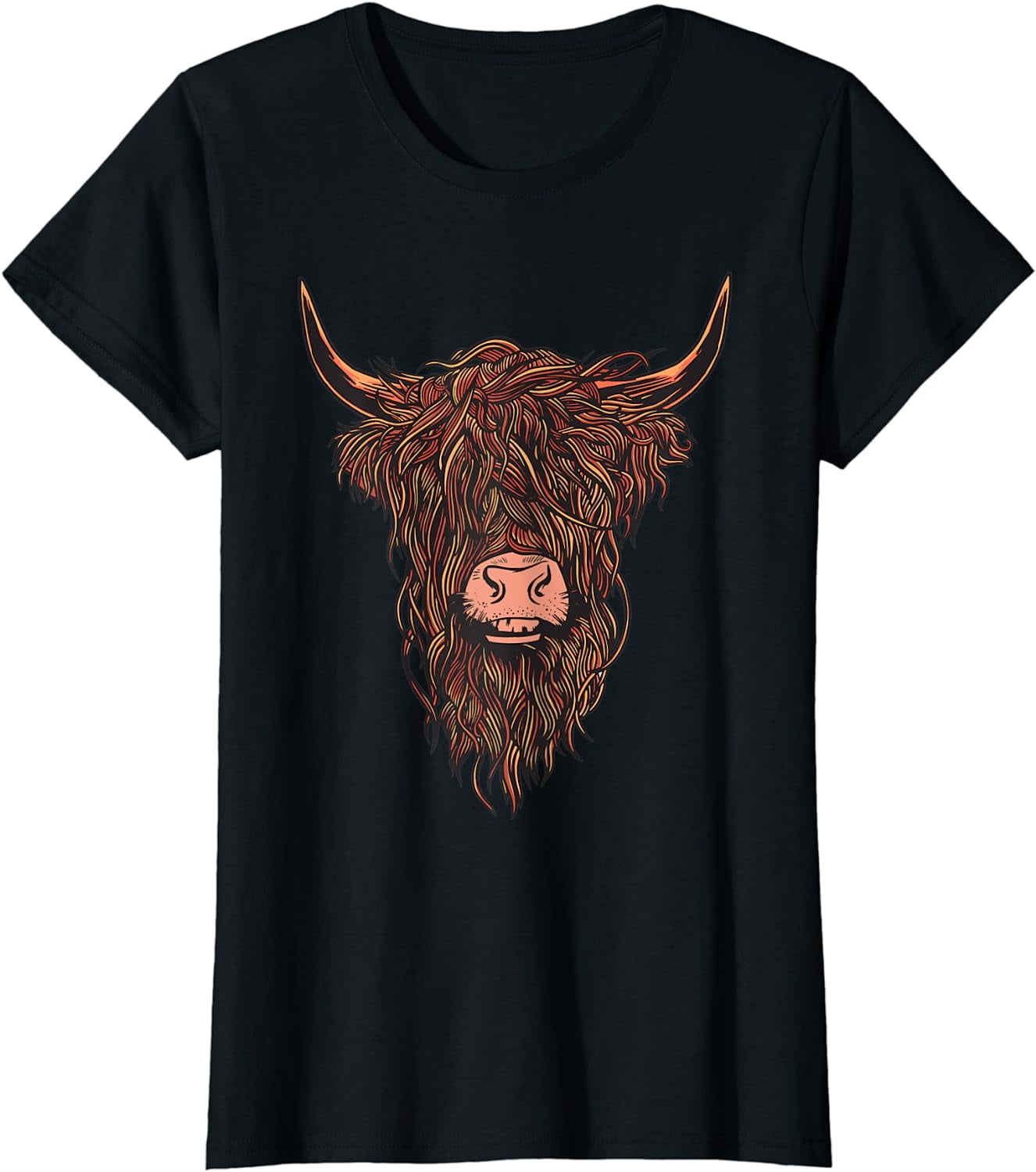 Scottish Highland Cow Face Highlander Cattle T-Shirt - Walmart.com