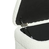DecMode Polyester Rounded Upholstered Boucle Storage Bench with Wood ...