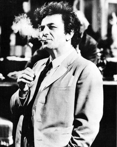 Peter Falk as Columbo in his suit puffing on cigar thoughtful mood 8x10 ...