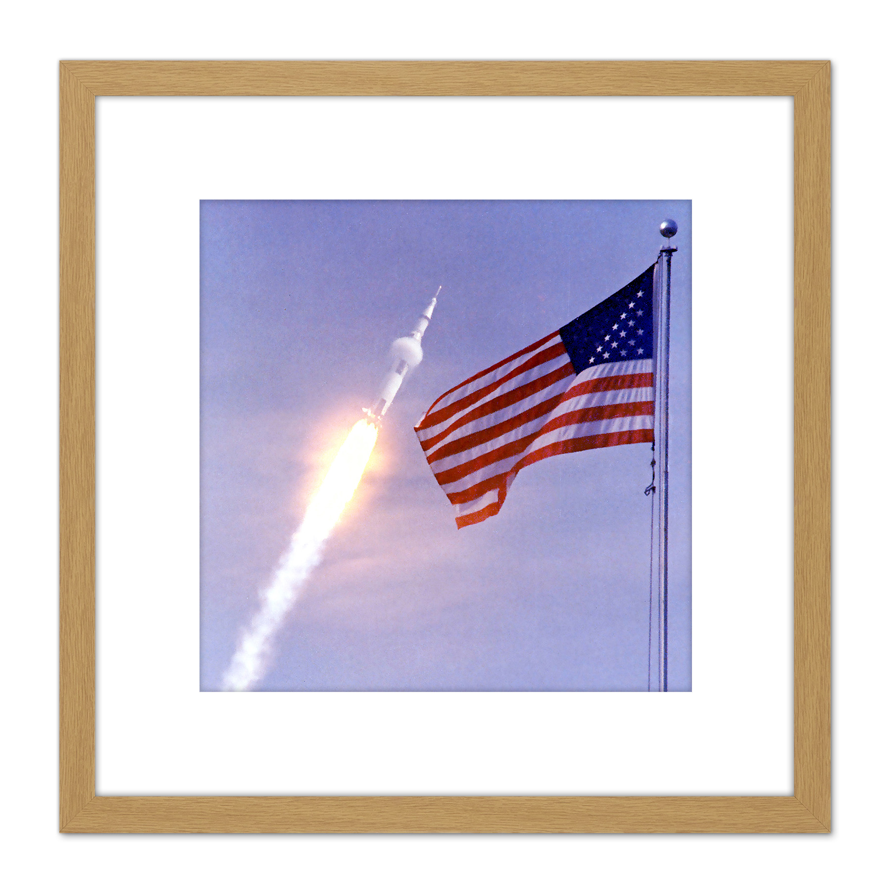 Space NASA Apollo 11 Saturn V Rocket Launch Flag Photo 8X8 Inch Square ...
