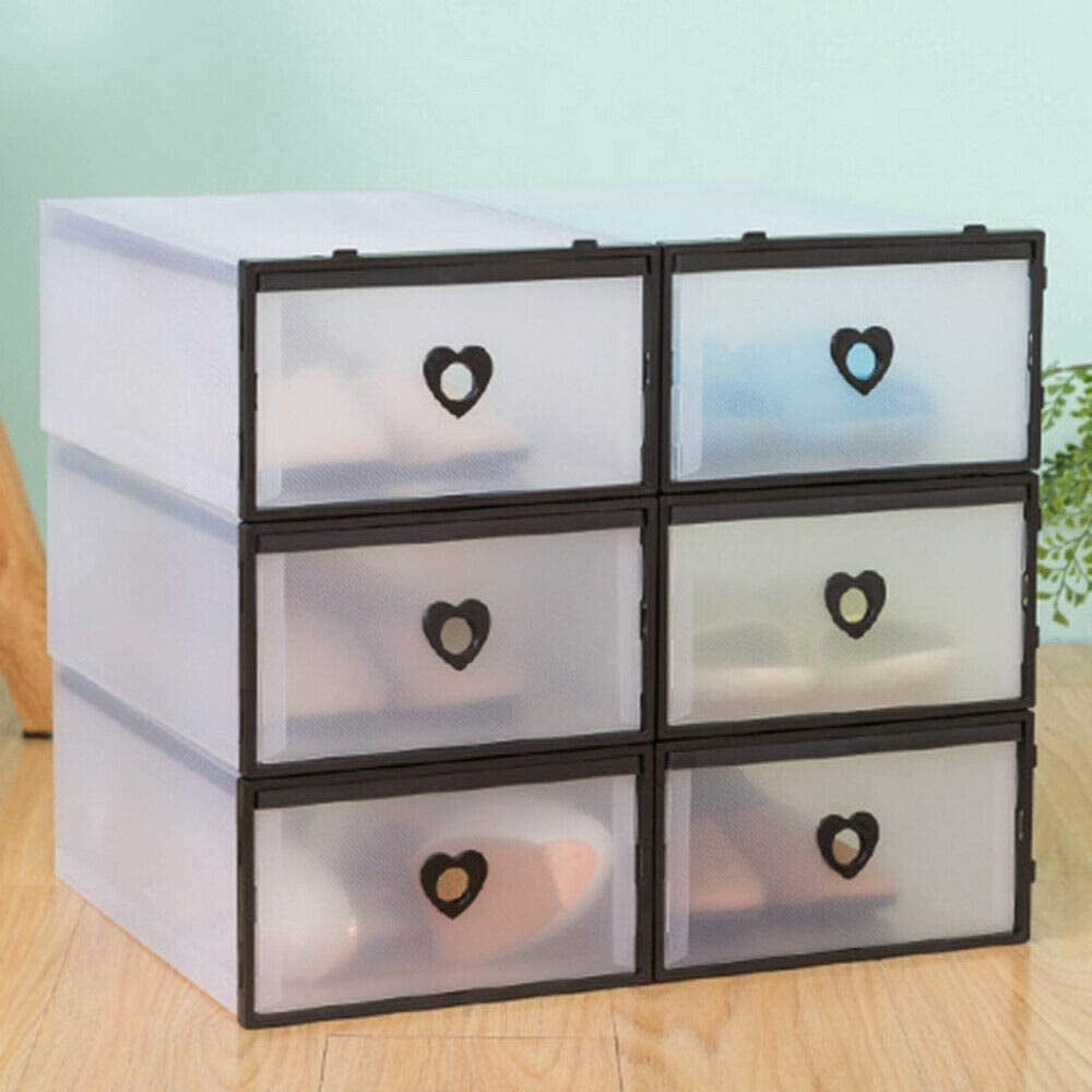 Miumaeov Clear Drawer Shoe Box Foldable Plastic Stackable Shoe ...