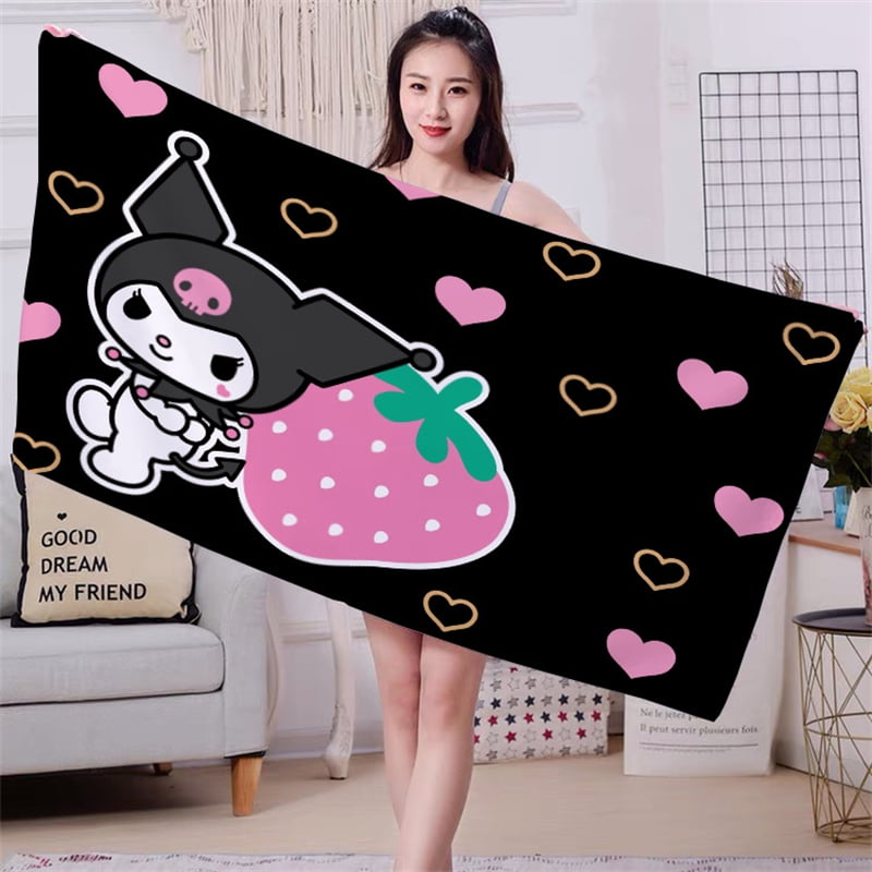 Sanrio-Toalla de baño de microfibra con dibujos animados Kuromi Hello ...