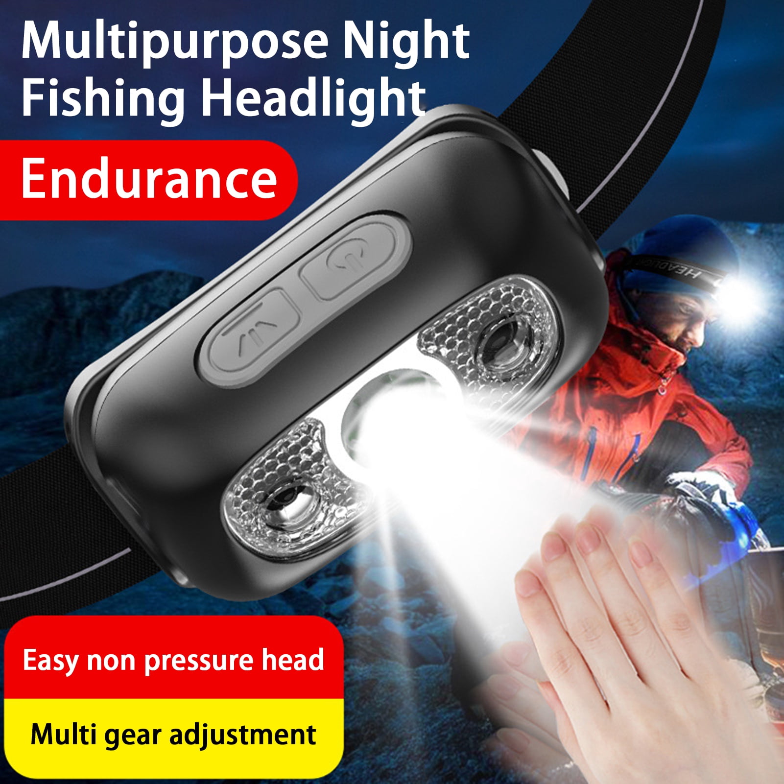 Hesroicy 1 Set Camping Headlamp Hand Wave Induction 3-mode Adjustment ...