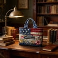 Patriotic Quilted Tote Bag 250th Anniversary Floral Embroidered Handbag ...