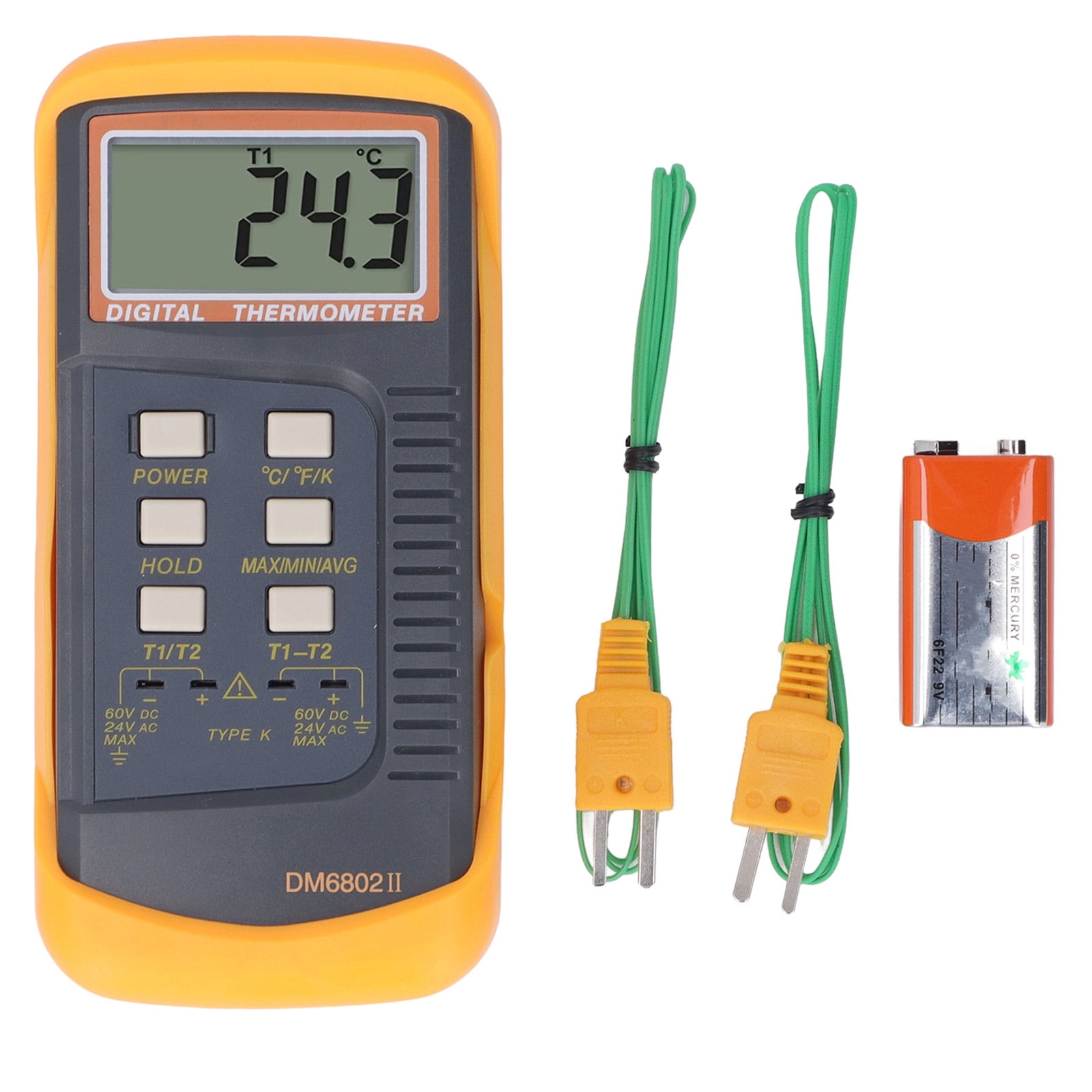 Termómetro tipo K de doble canal, Termómetro digital de contacto -58 ...