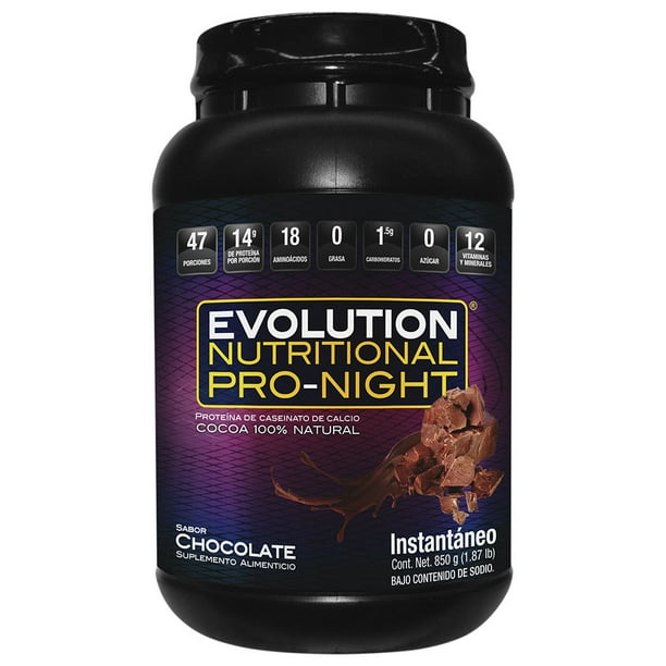 Pro-nigth caseinato de calcio sabor Chocolate Evolution Nutraceutical Bote 850g | Bodega Aurrera ...