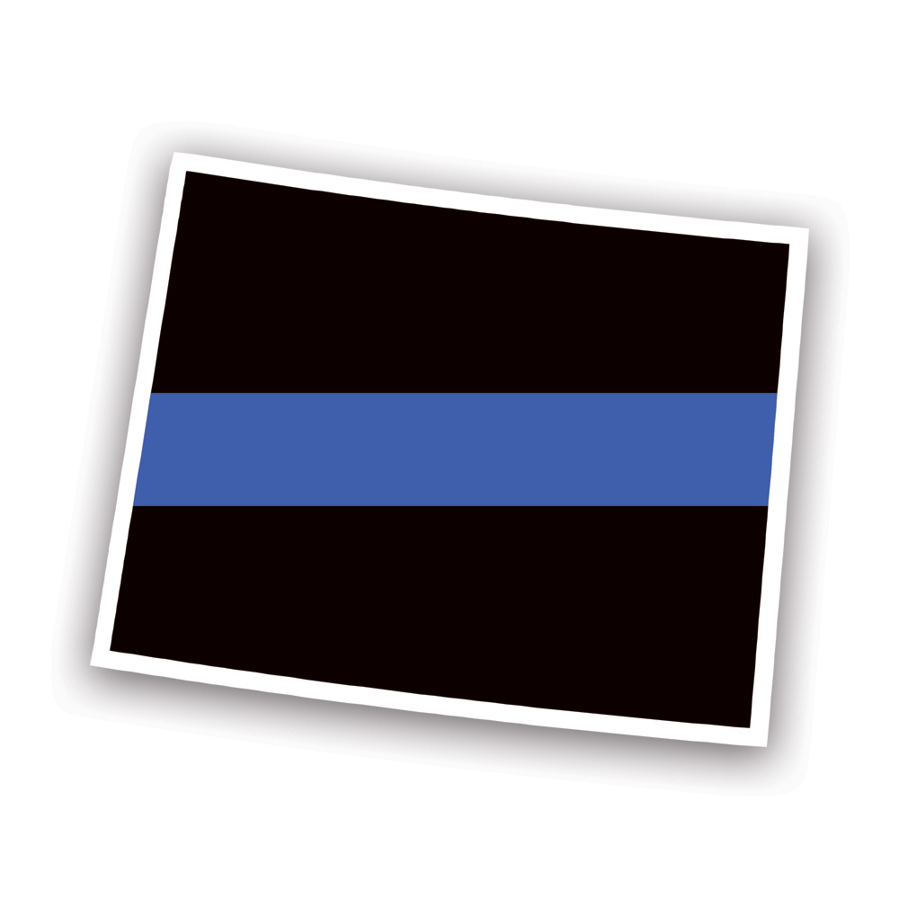 Wyoming State Shaped The Thin Blue Line Sticker Decal - Self Adhesive ...