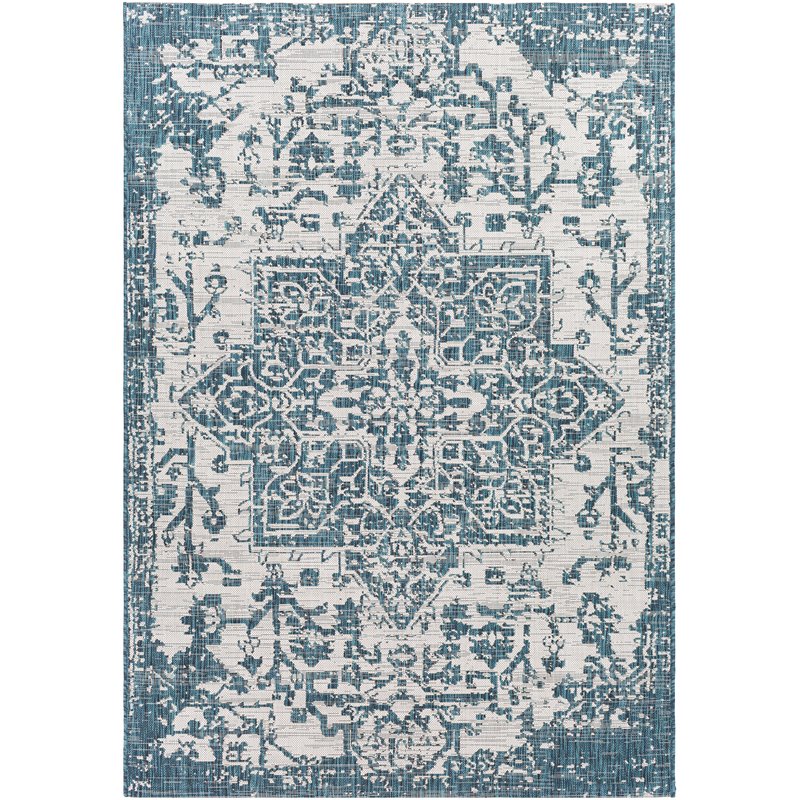 Surya Eagean EAG-2378 24 x 35" Rectangle Fabric Rug in Teal Blue/Light ...