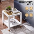 Glass End Table, Modern Style Side Table, Square Table for Living Room ...
