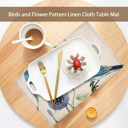 Table Insulation Pad,Birds and Flower Pattern Table Mat Tea Table Mat ...