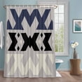 Abstract Art Shower Curtain for Bathroom, Blue Black Beige Line Simple ...