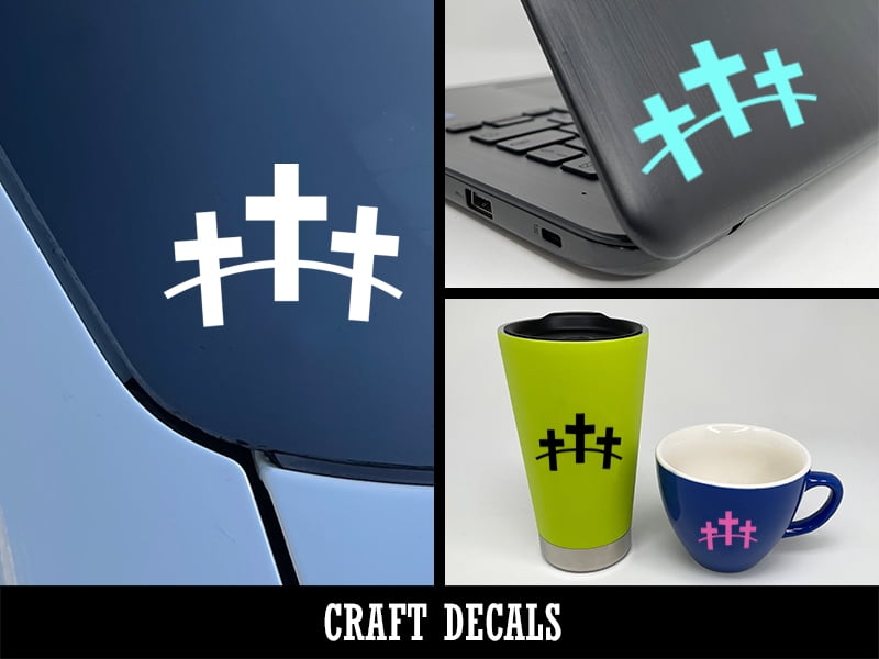Three Crosses Craft Vinyl Indoor Outdoor Decal Sticker - White - 3 Inch ...