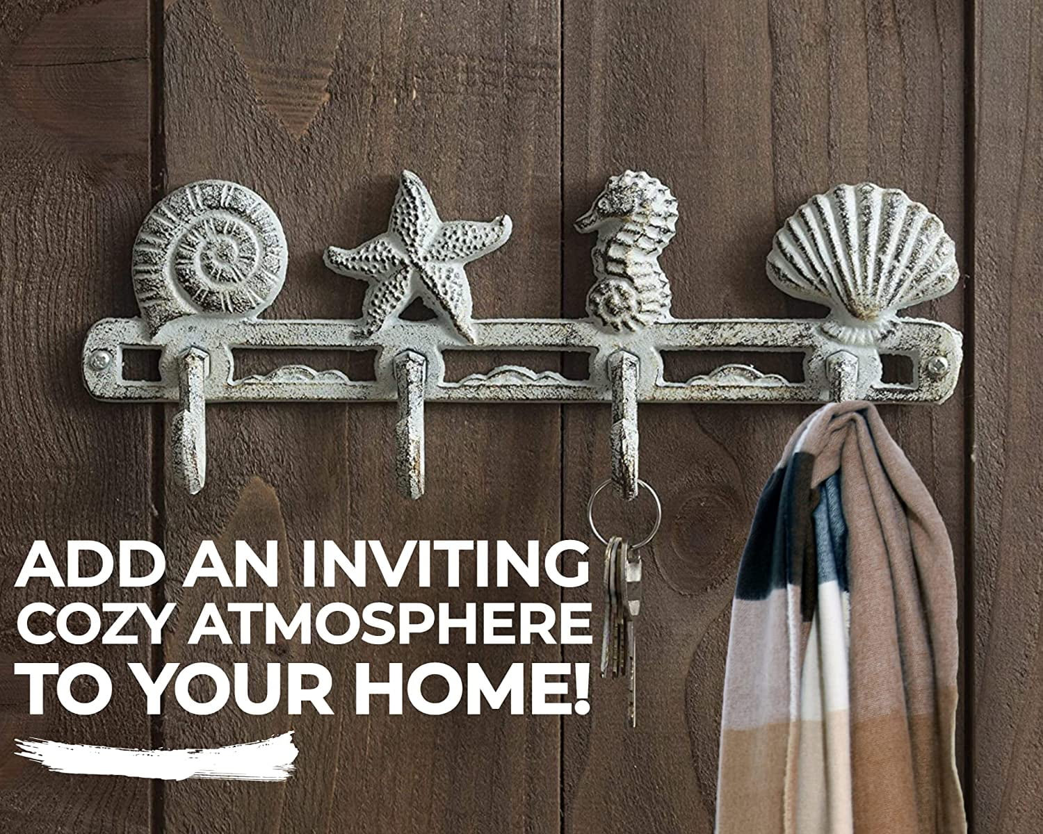 Buy Vintage Seashell Coat Hook Hanger by Comfify - Rustic Cast Iron ...