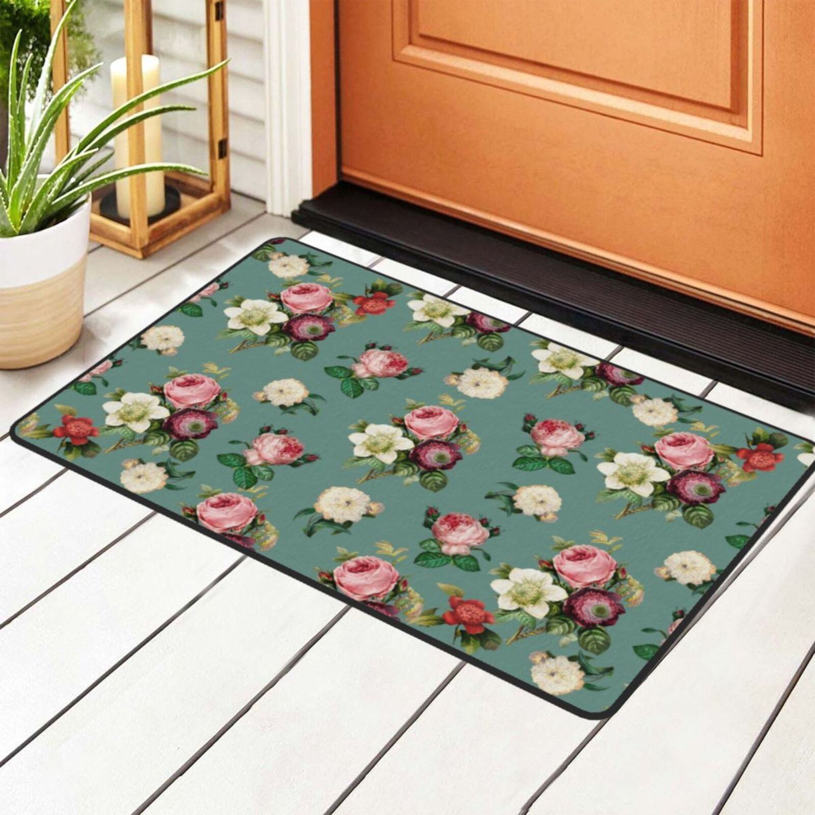ZICANCN Area Rugs Doormat , Flowers Roses Floral Pattern Facecloth Non ...