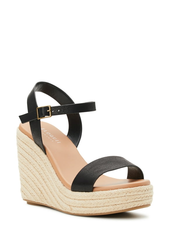 Black Wedge Sandals