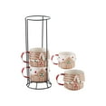 Gingerbread House Stacking Ceramic Mug Set 11.5 OZ 4-Piece Holiday Time ...
