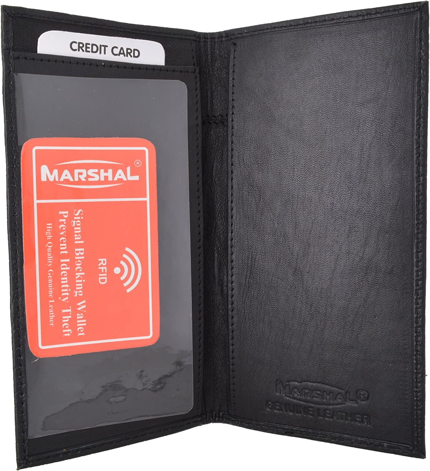 Marshal Genuine Leather Slim Crocodile Checkbook Cover RFID Black ...