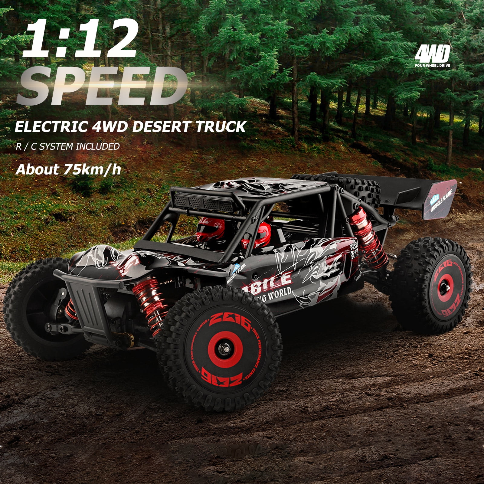 WLtoys 124016 1/12 RC Racing Car 4WD 75km/h Alta velocidad 2.4GHz Off ...