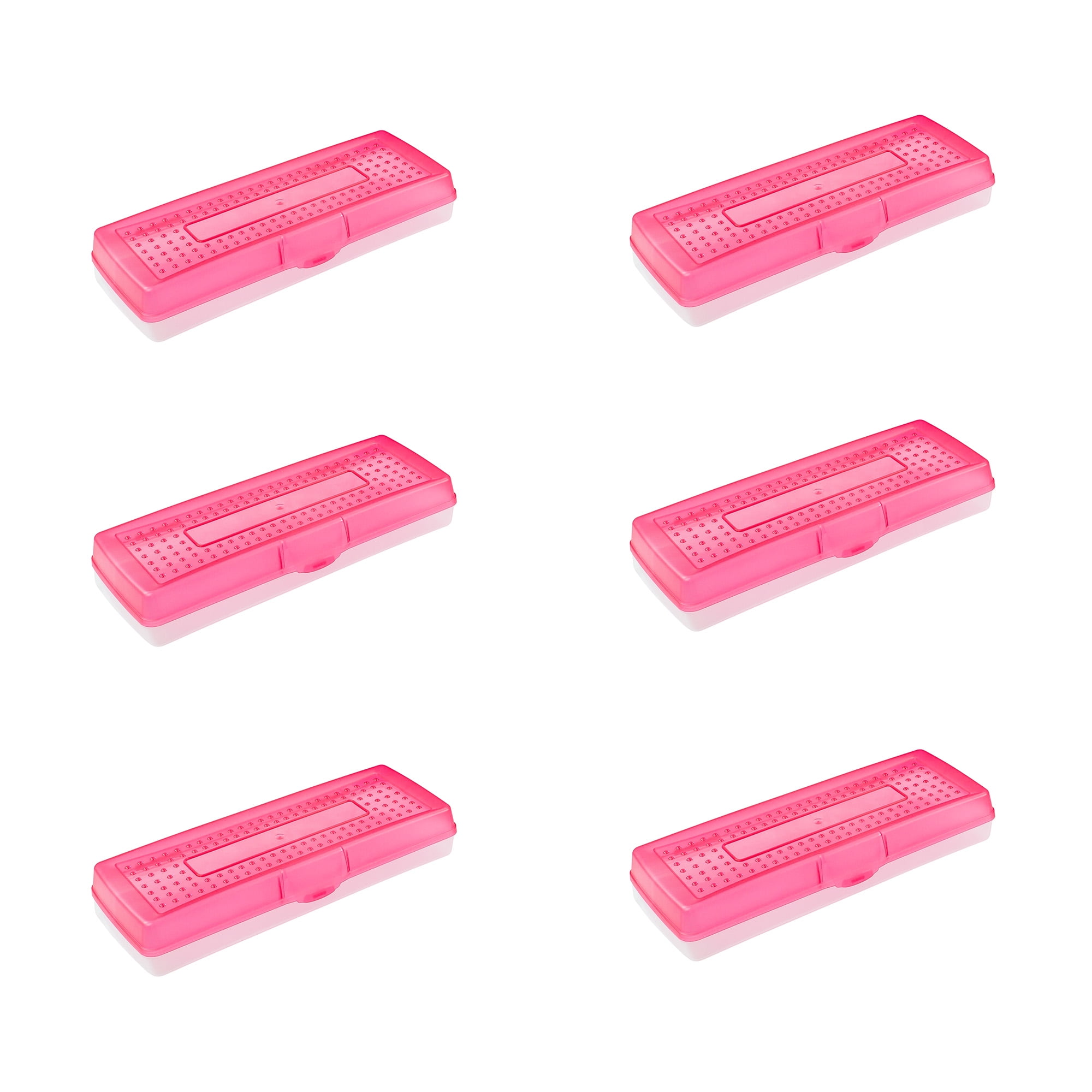 Storex Plastic Stretched Pencil Box - Lightweight School Supply Case For Students  Grade School To College  Red 5.6 X 13.4 X 2.5