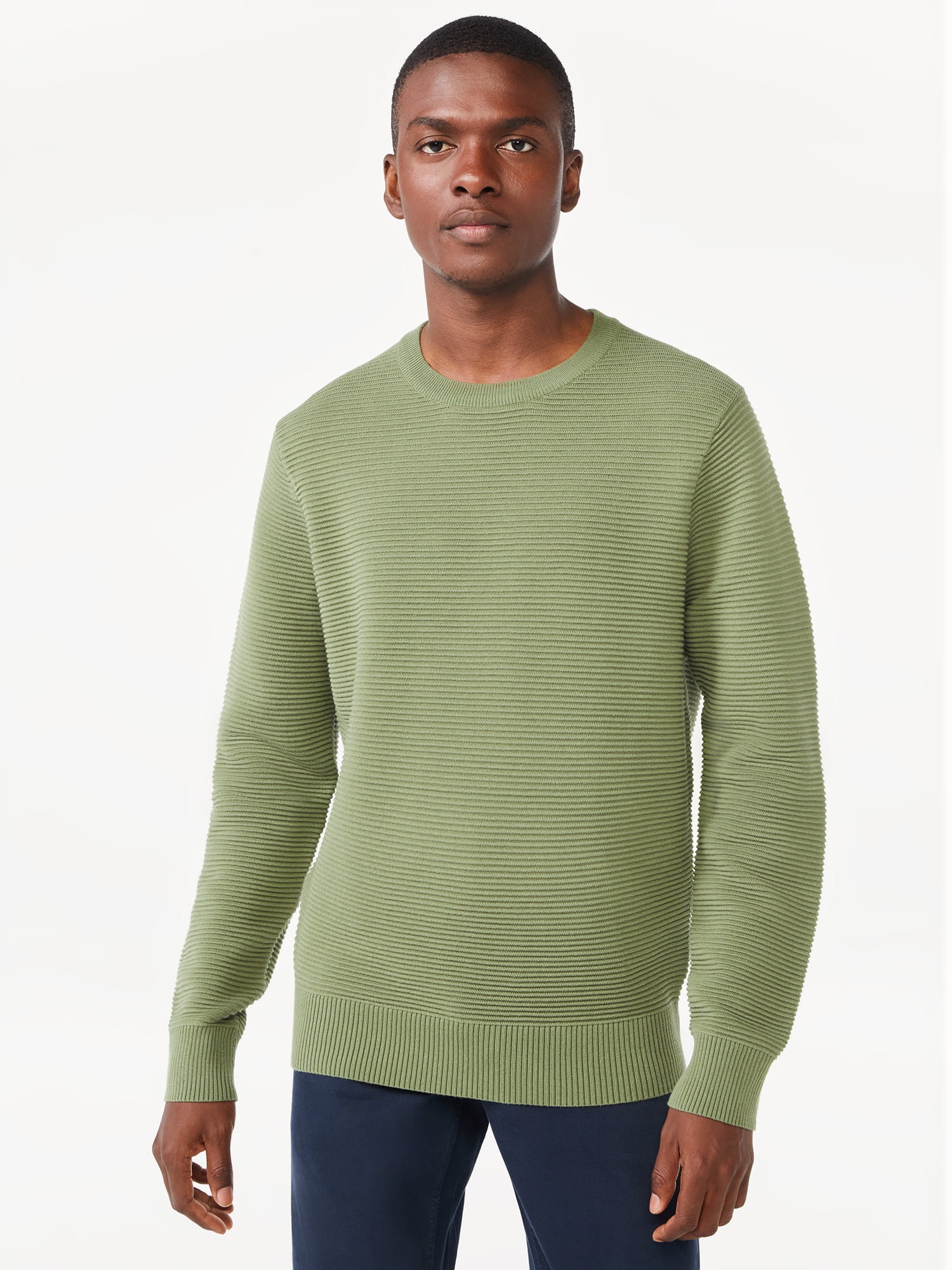 Free Assembly Men's Ottoman Rib Crewneck Pullover Sweater - Walmart.com