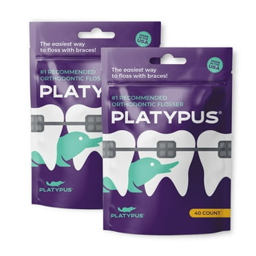 Platypus Flossers for Braces, Orthodontic Dental Picks, 30 Count (Pack ...