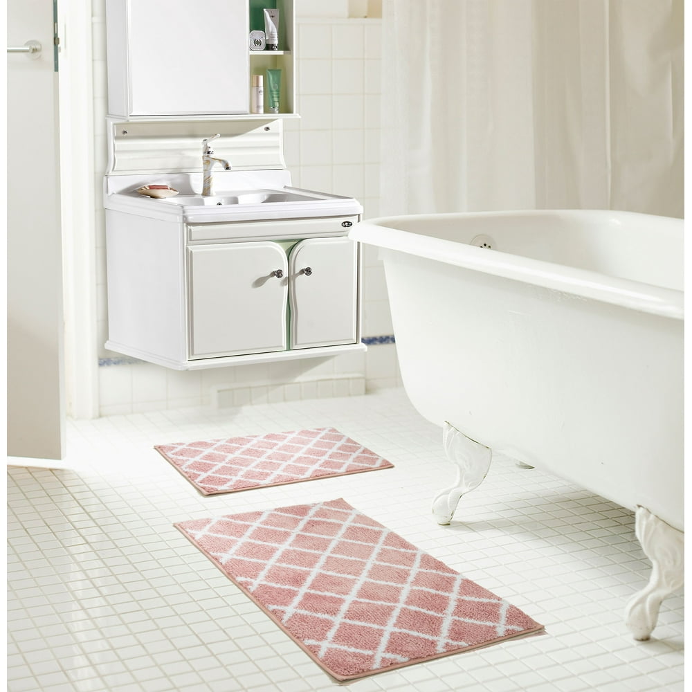 Chester Jacquard 2 Piece Microfiber Bath Set In Rose