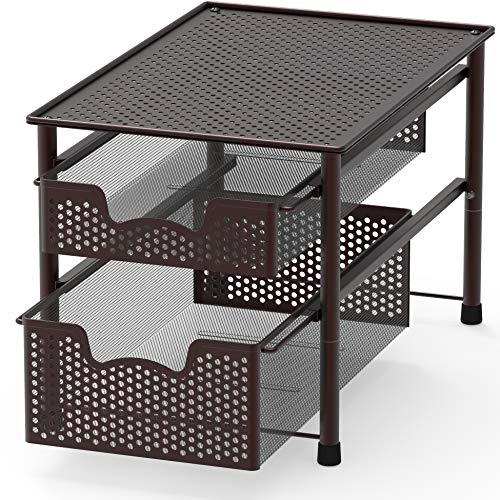 SimpleHouseware Stackable 2 Tier Sliding Basket Organizer Drawer ...