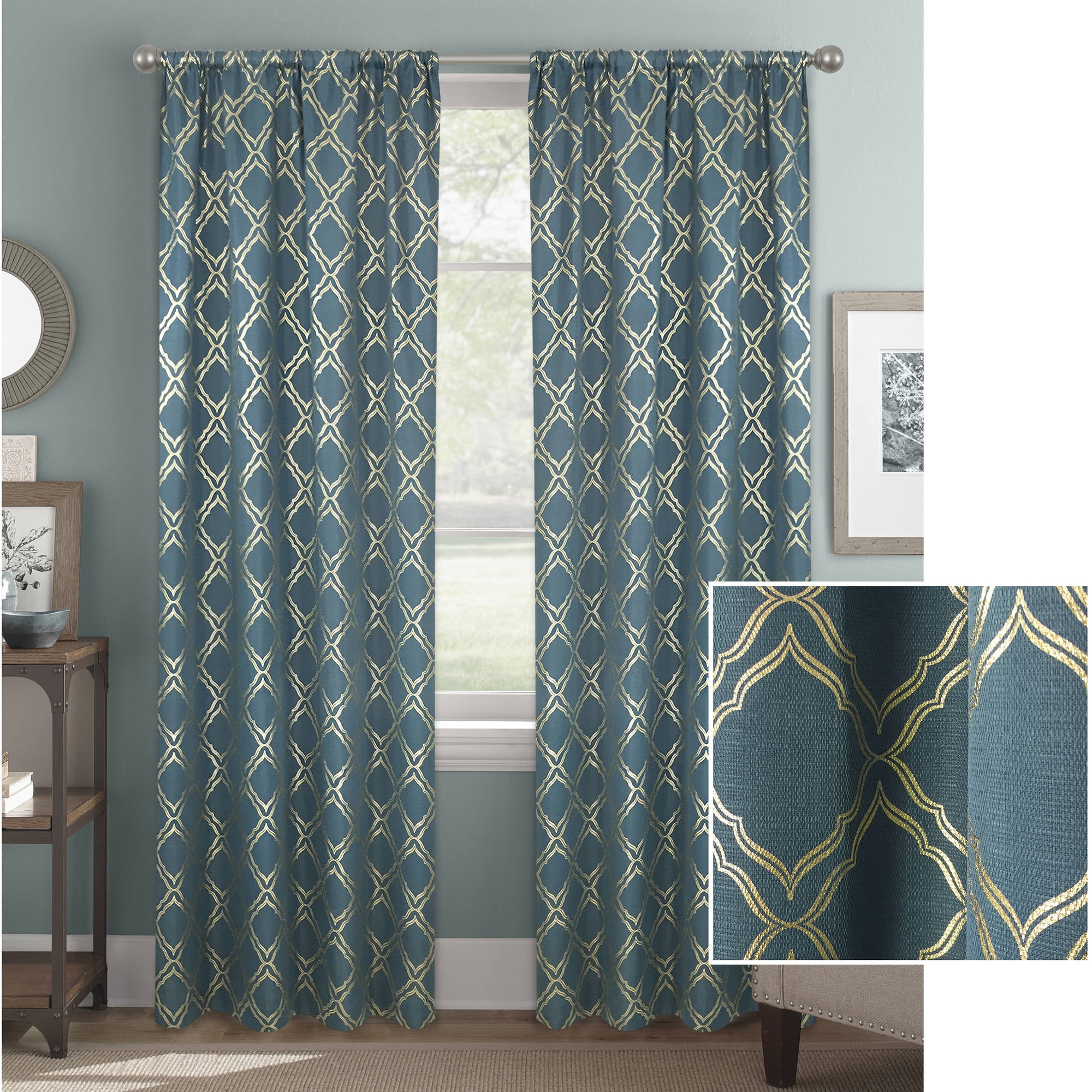 Better Homes and Gardens Metallic Foil Trellis Curtain Panel - Walmart.com