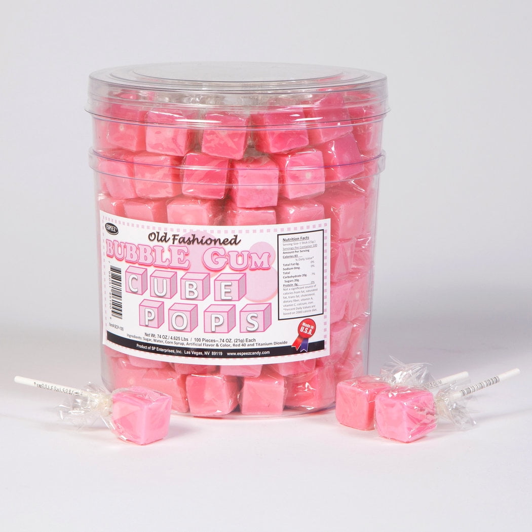 Bubble Gum Cube Pops - 100 Count Tub - Walmart.com