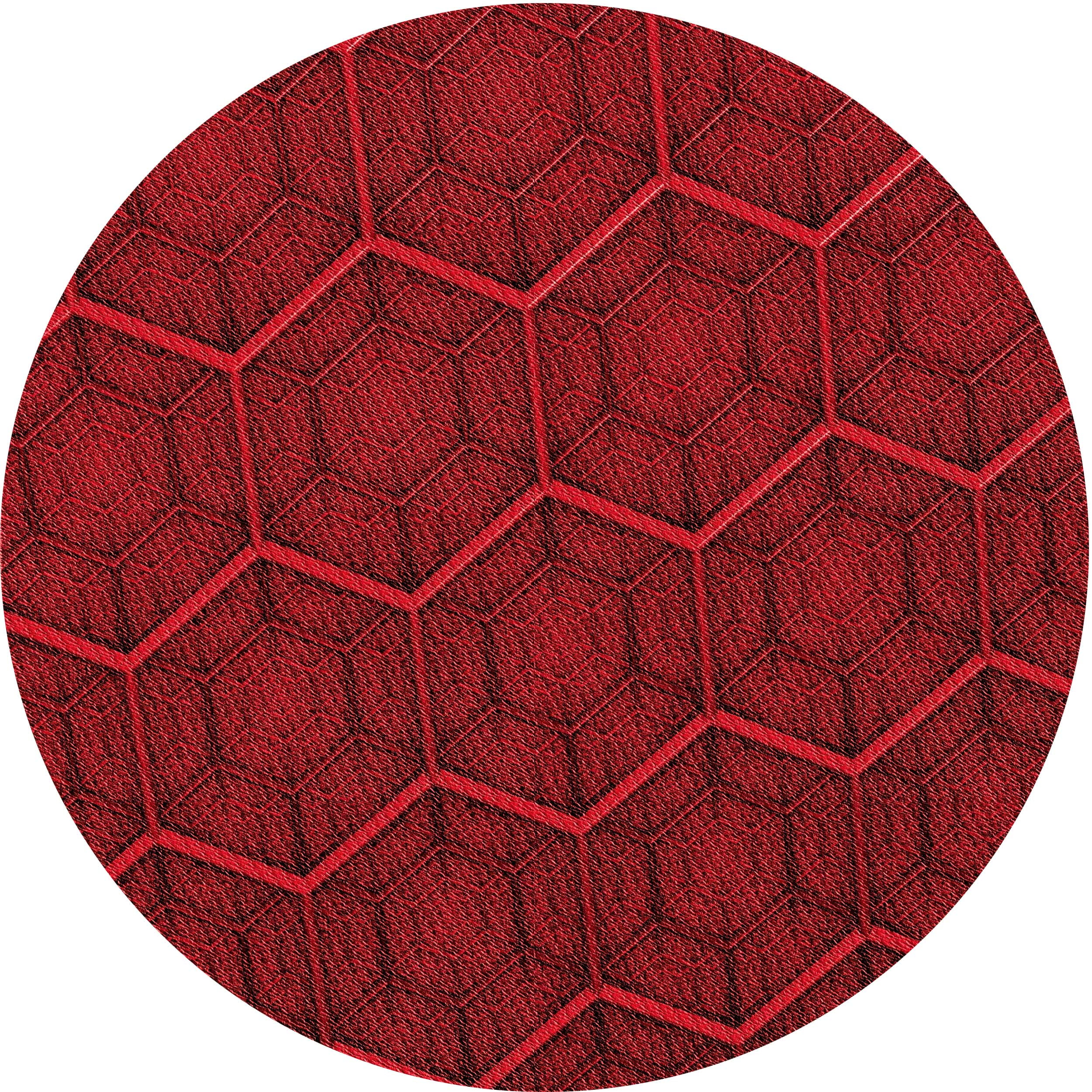 Ahgly Company Indoor Round Patterned Tomato Sauce Red Area Rugs, 6 ...