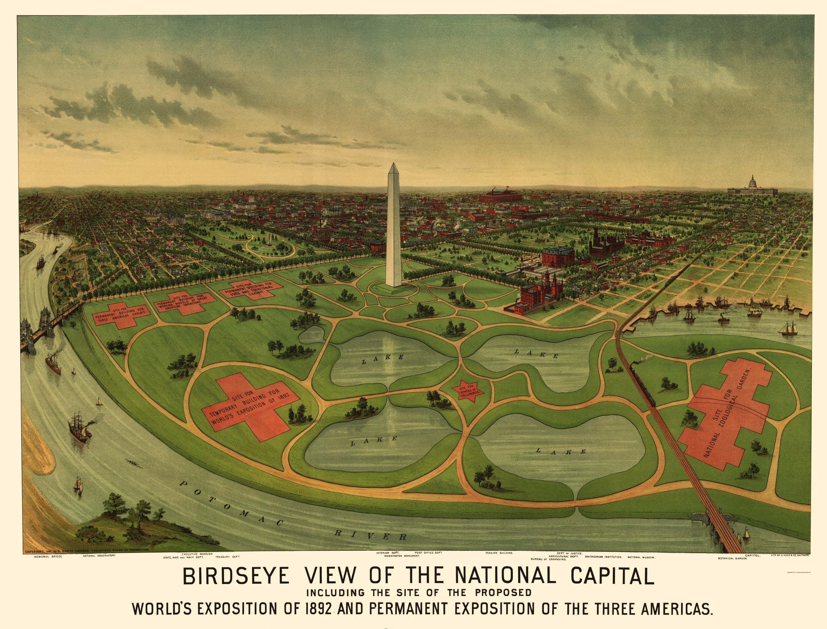National Mall Washington DC - Johnson 1888 - 23.00 x 30.23 - Matte Art ...