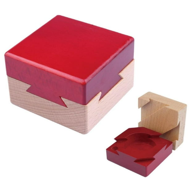 Puzzle Box Mini 3D Brain Teaser Wooden Secret Compartment Lock Box ...