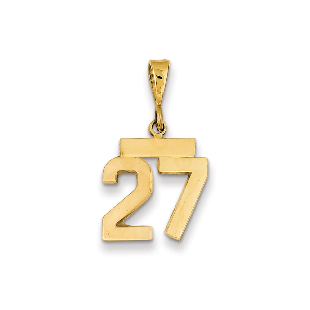 14k Yellow Gold Small Polished Number 27 Charm - Walmart.com