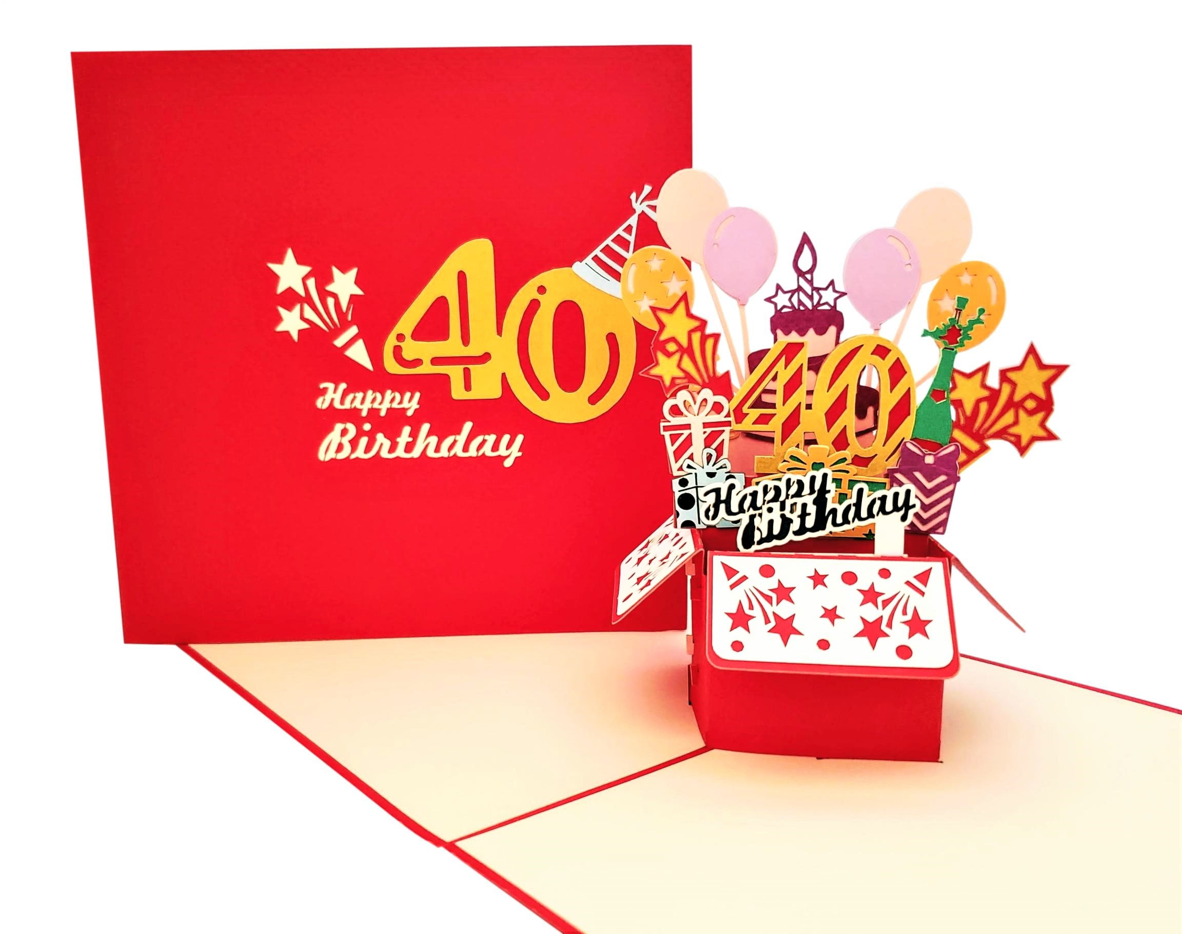 iGifts and Cards Happy 40th Red Birthday Party Box 3D Pop up Greeting ...