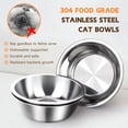 Bamboo Elevated Cat Food Bowl, 3 Stainless Steel Raised Cat Bowls with ...