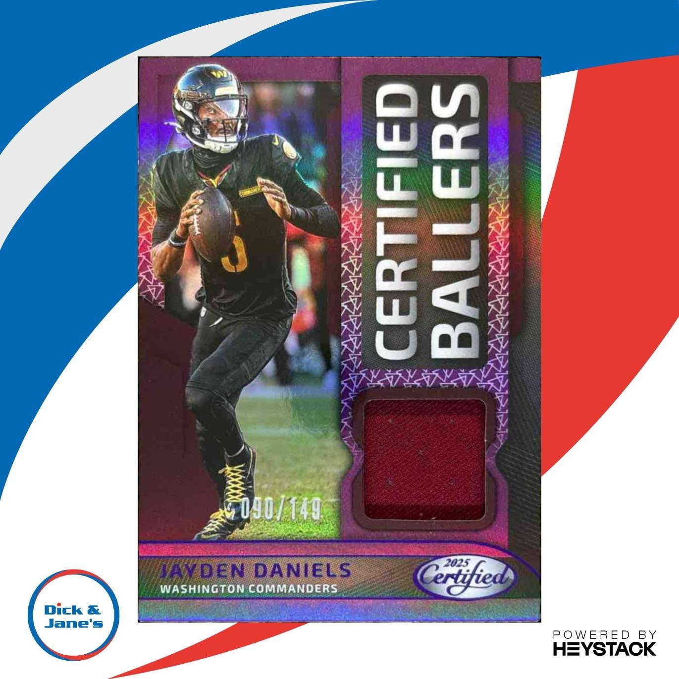 2025 Panini Certified Jayden Daniels Ballers Purple /149 MEM Commanders ...