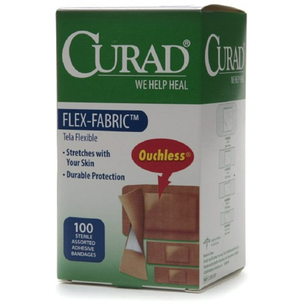 Curad Flex-Fabric Bandages, Assorted, 100 ea (Pack of 2) - Walmart.com ...