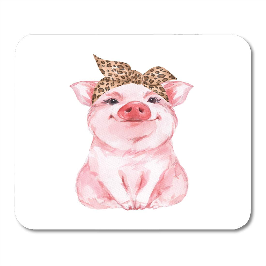 SIDONKU Colorful Funny Pig Wearing Leopard Bandana White Cute ...