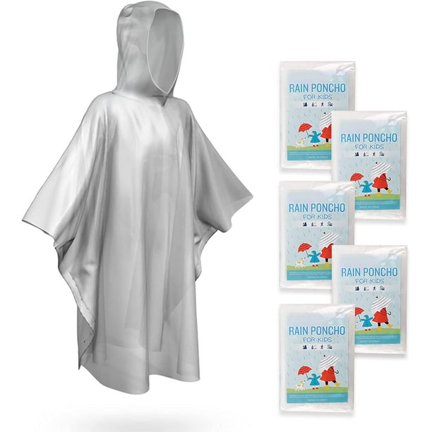 SaphiRose 5 Pack Rain Ponchos for Kids Disposable Ponchos Thick ...