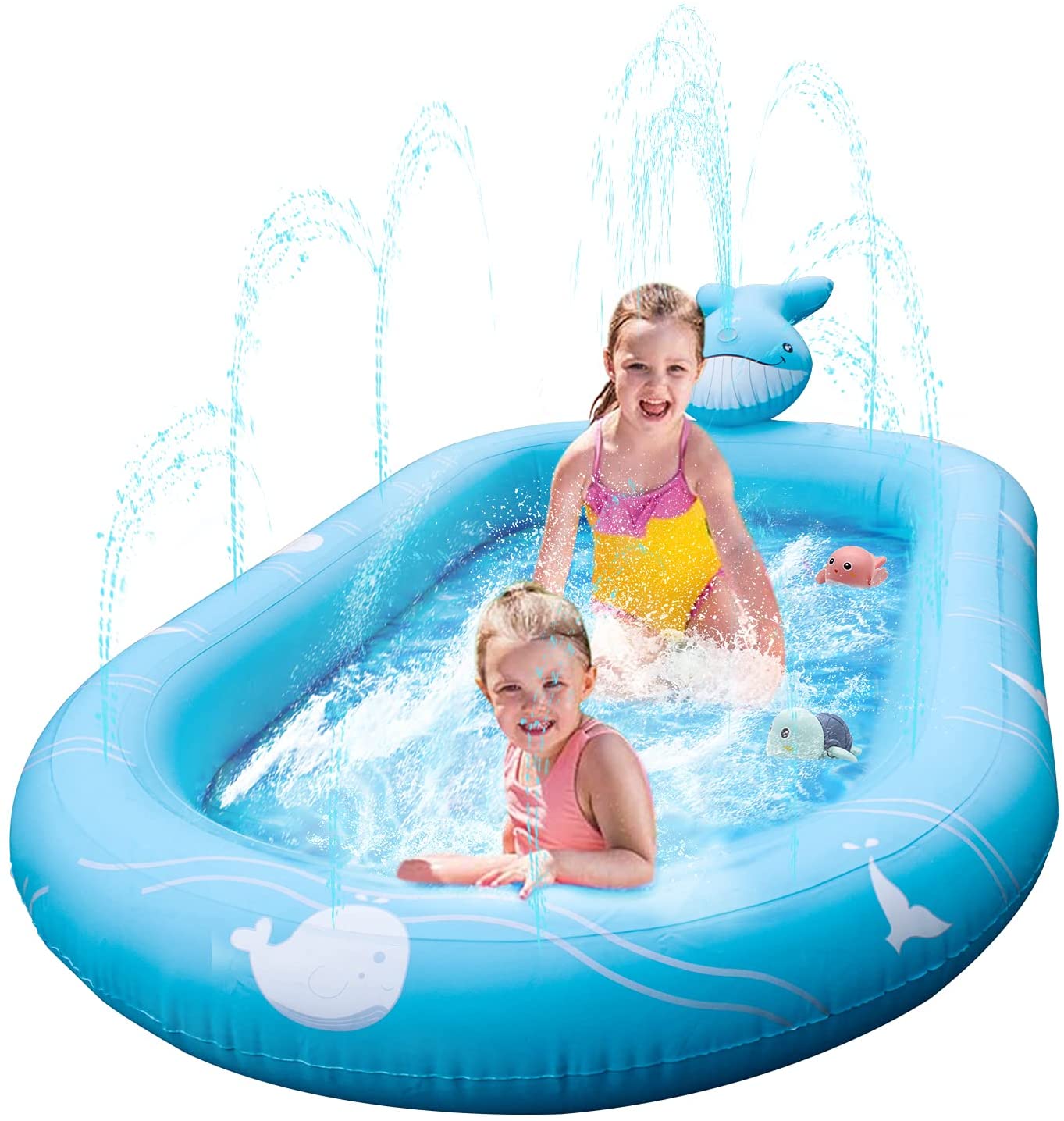 Kiddie Pool & Splash Pad for Kids, 3 in 1 Inflatable Sprinkler Water ...