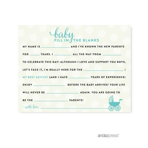 Fill-In-The-Blank Diamond Blue Baby & Co. Baby Shower Game, 20-Pack ...