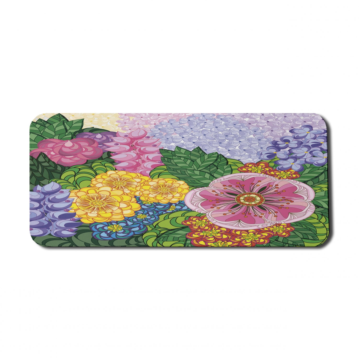 Colorful Computer Mouse Pad, Nature Flower Petals Florets Vintage ...