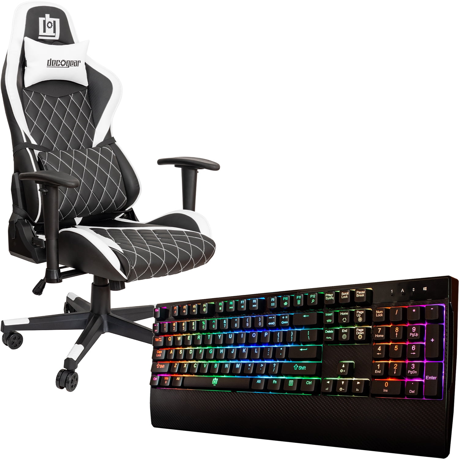 Deco Gear Diamond Quilted Ergonomic Gaming Chair with Adjustable Head ...