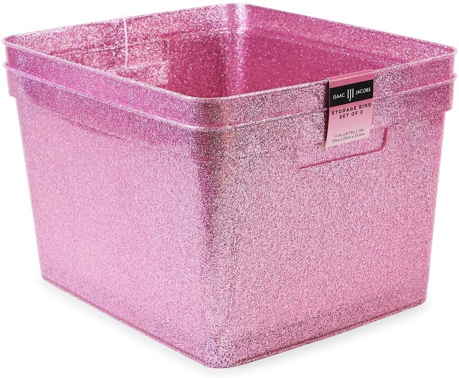 Isaac Jacobs Large Glitter Storage Bin 14 x 11.5 x 8.75 Set w/Cut-Out ...