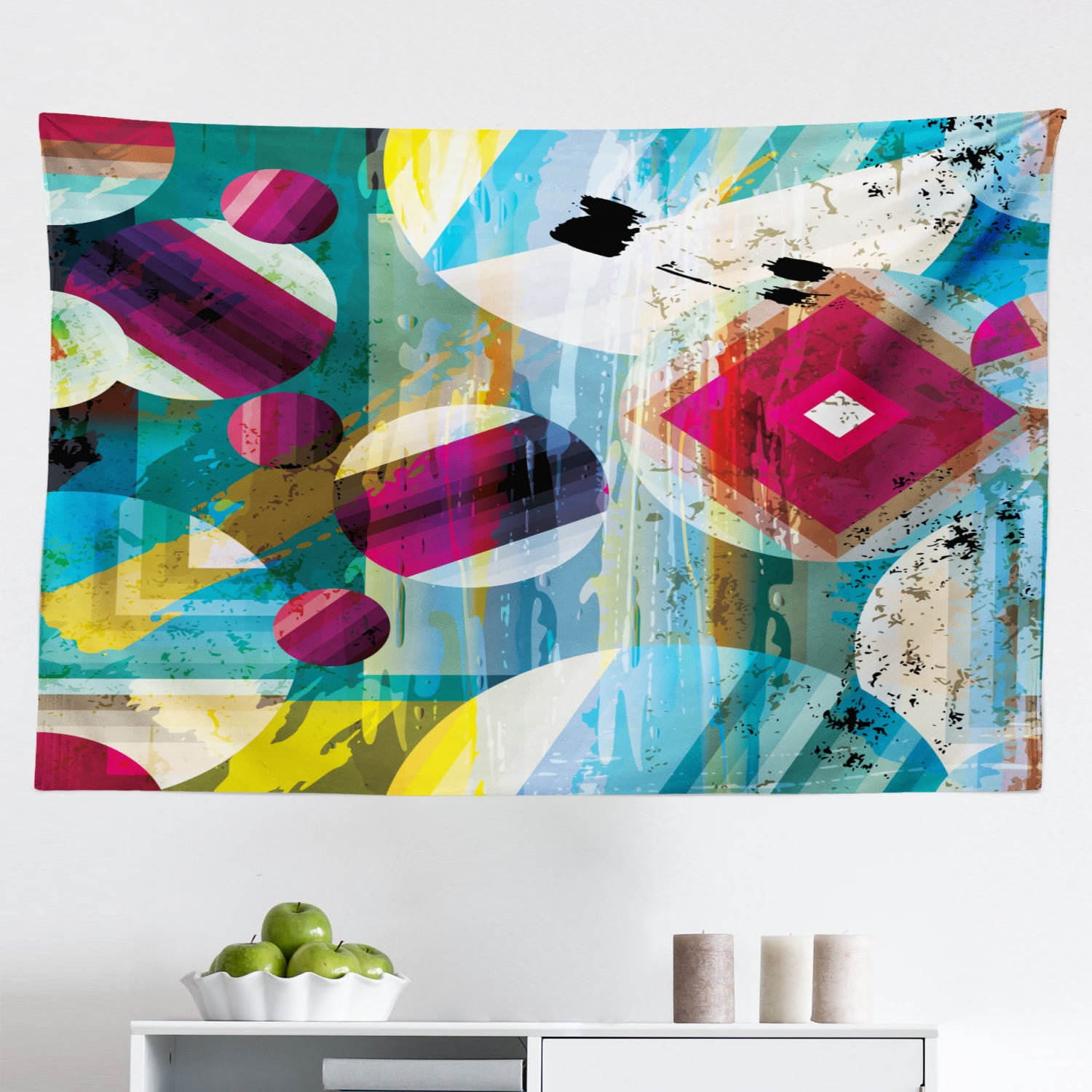 Woodland Animals Tapestry, Modern Design Cave My Happy Place Typography ...