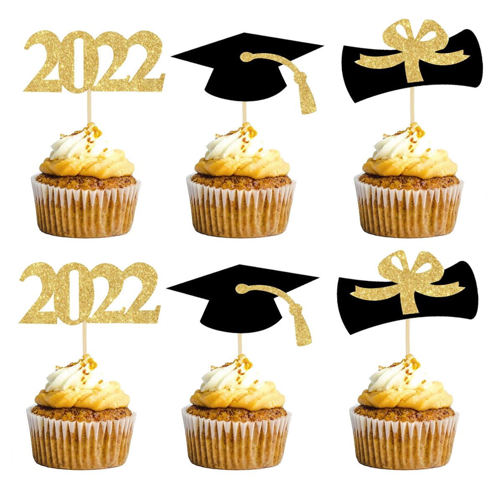 Dream Lifestyle 12 PCS Graduation Cupcake Toppers 2022,Glitter Diploma ...