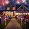 16 Pack Viral Solar American Flag Pathway Lights 8 Pack, Red White Blue ...