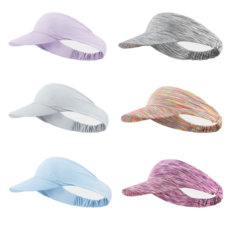 Baywell Women Sun Visor Cap Solid Color Visor Elastic Sports Hat Empty ...