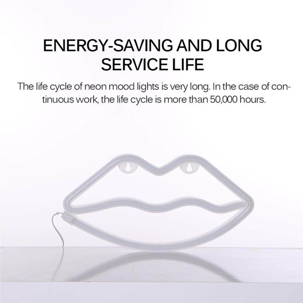 Lip Neon Light LED Lips Light Neon Wall neon wall Light Battery or USB ...